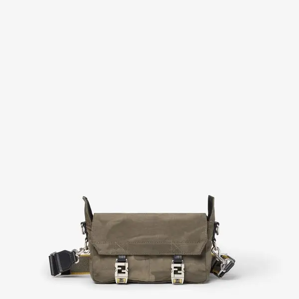 Fendi Flow Small Gray Green Patchwork Nylon Bag - [green]